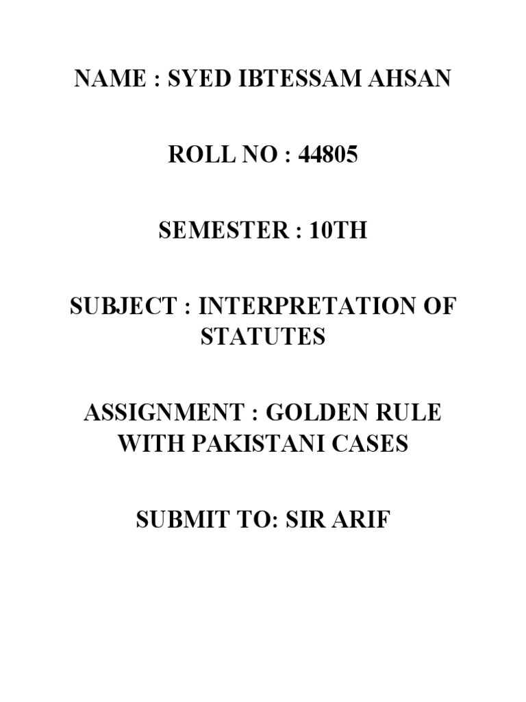 Golden Rule of Interpretation | PDF | Plain Meaning Rule | Justice