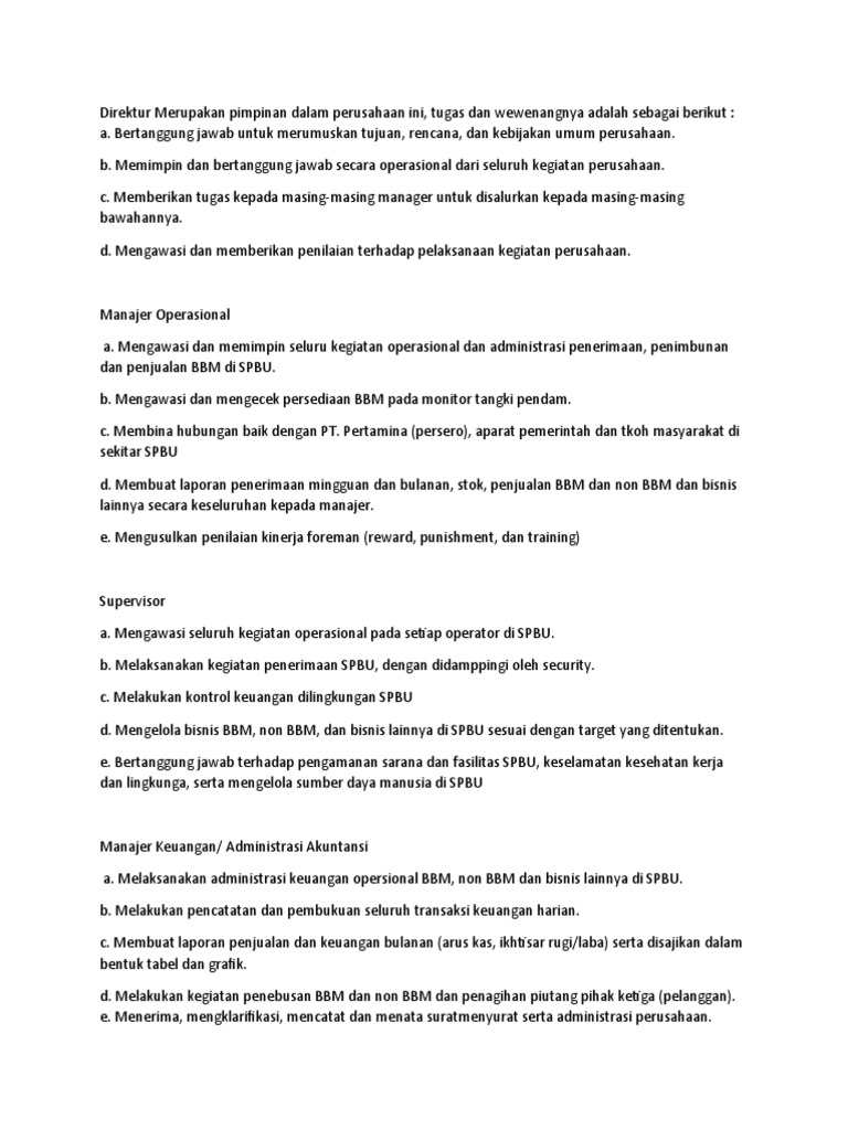 Sop Spbu | PDF | Bisnis | Teknologi & Rekayasa