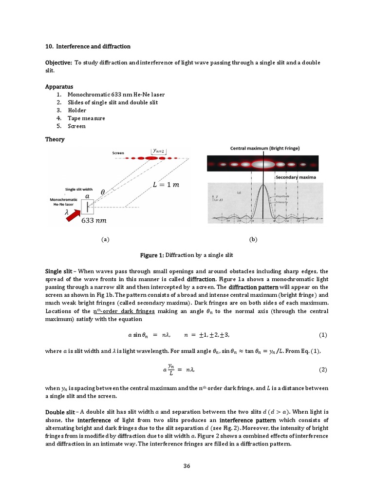 Lab 10 Interference | PDF | Diffraction | Electromagnetism