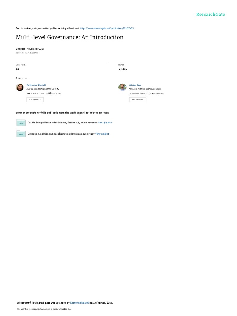 Multi-Level Governance An Introduction | PDF | Governance | Policy