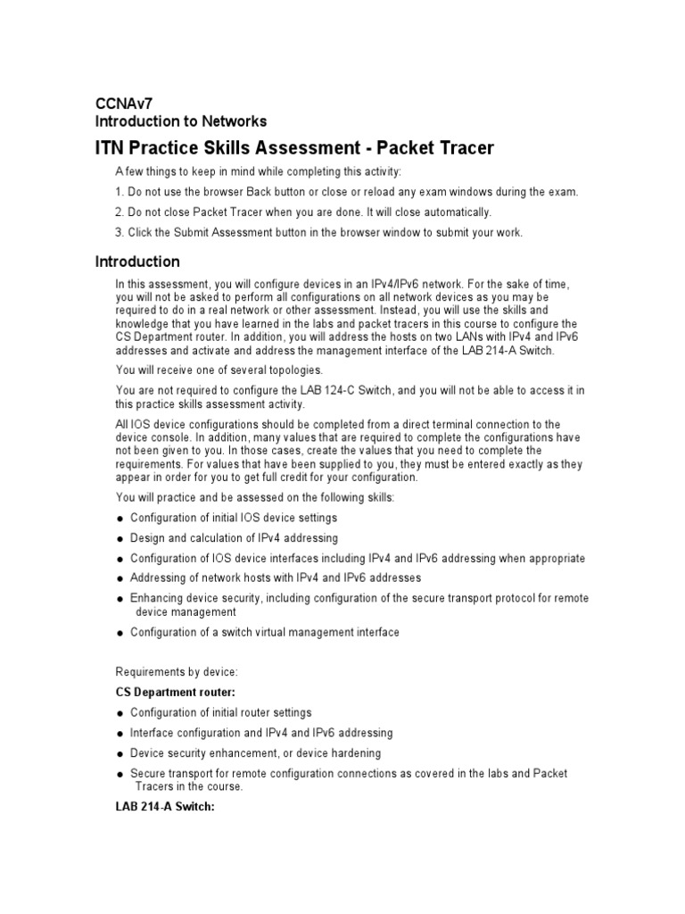 ITN Practice PT Skills Assessment (PTSA) Jonathan Francisco | PDF | I Pv6 | Router (Computing)