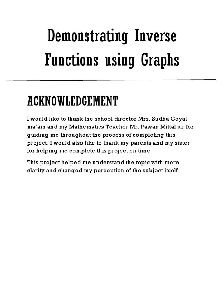 Demonstrating Inverse Functions Using Graphs | PDF | Function ...