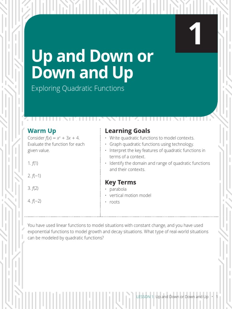 Rhs Lesson 1 Intro Quad Functions 1 | PDF | Quadratic Equation ...