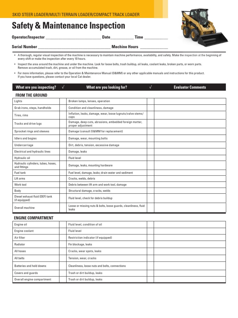 Skid Steer Safety and Maintenance Checklist | PDF | Loader (Equipment ...