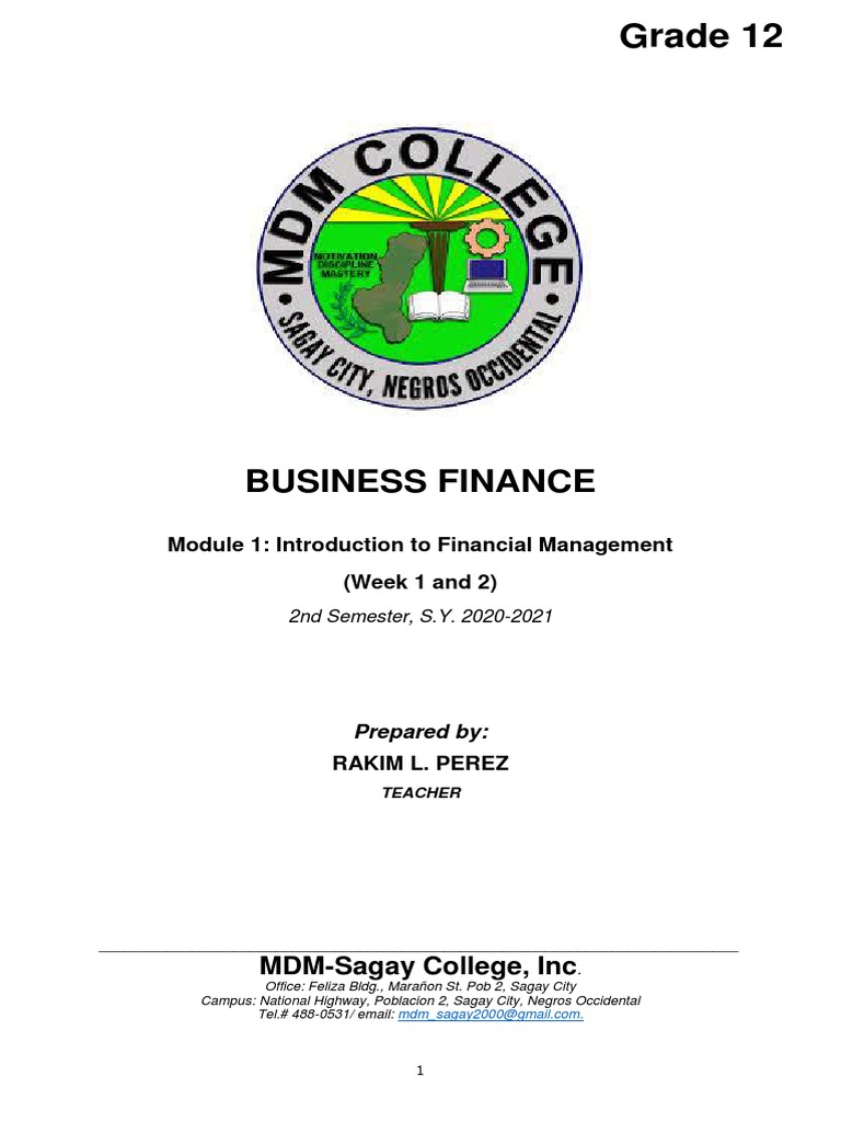 Module 1 Week 12 Business Finance | PDF | Securities (Finance) | Bonds ...