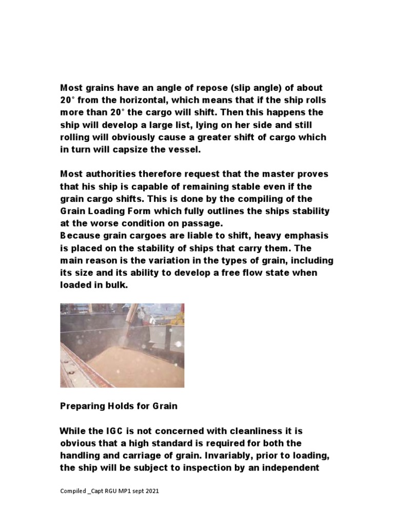 Hold Preparation For Grain Loading | PDF | Cargo | Ships