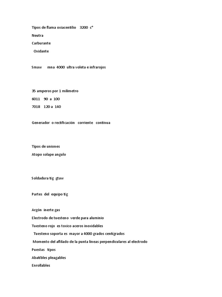 Tipos de flama y electrodos de tuesteno | PDF