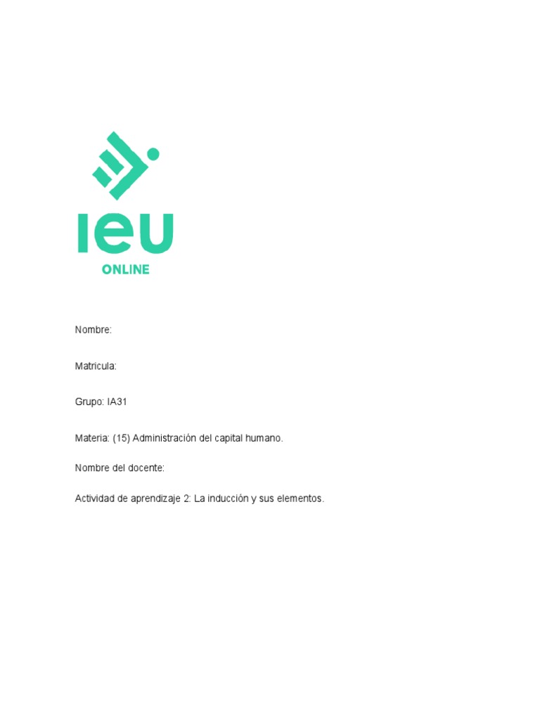 Actividad de Aprendizaje 2 La Inducci N y Sus Elementos | PDF | Business