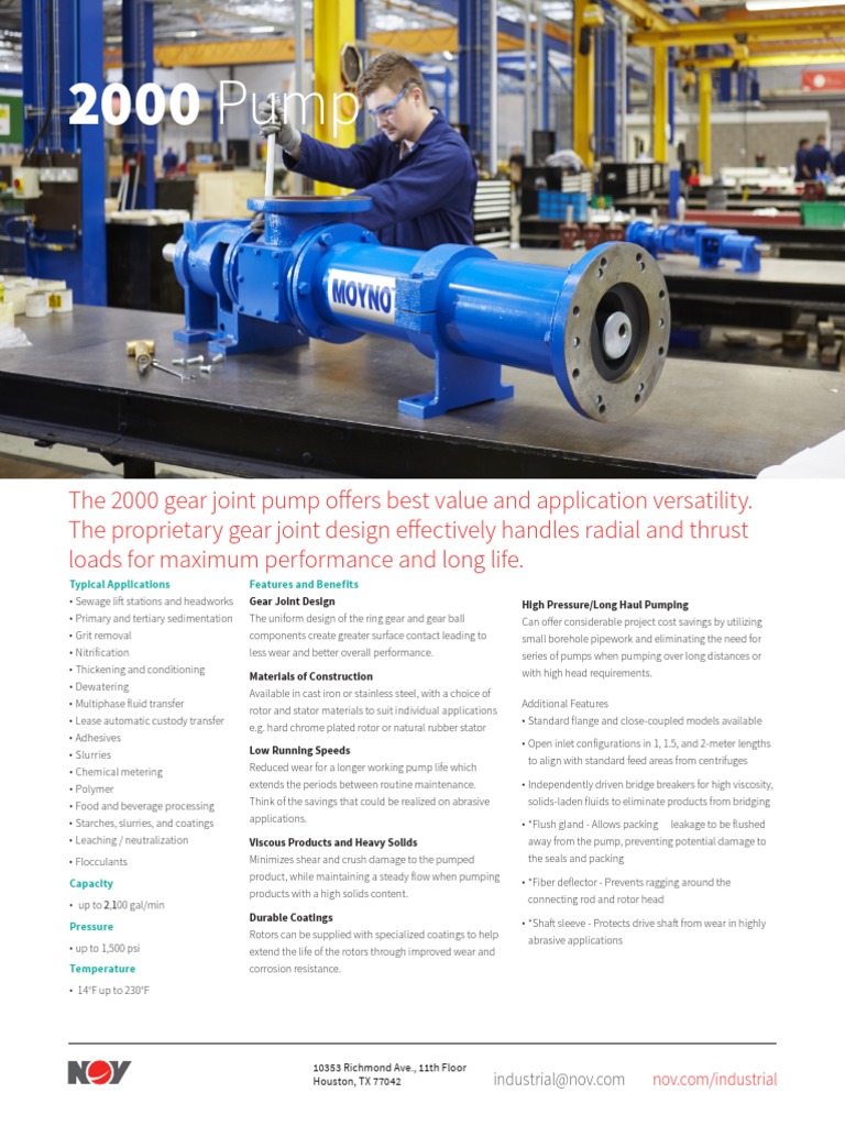 Moyno Mono 2000 Series Pump Flyer Imperial | PDF | Pump | Wear