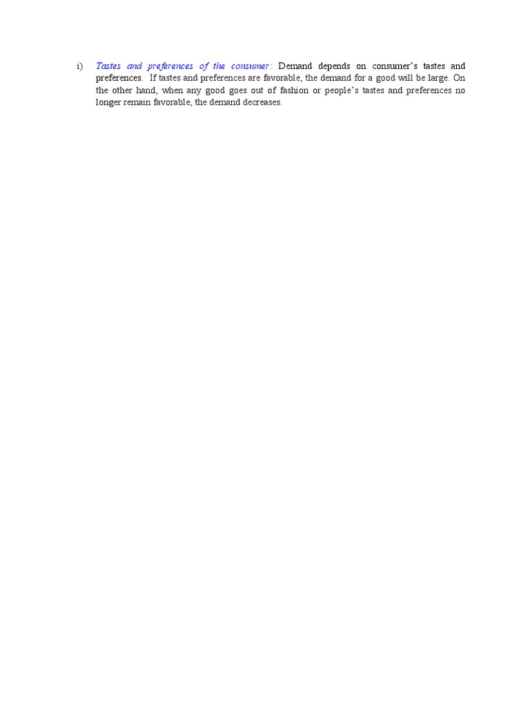 Tastes and Preferences of The Consumer | PDF