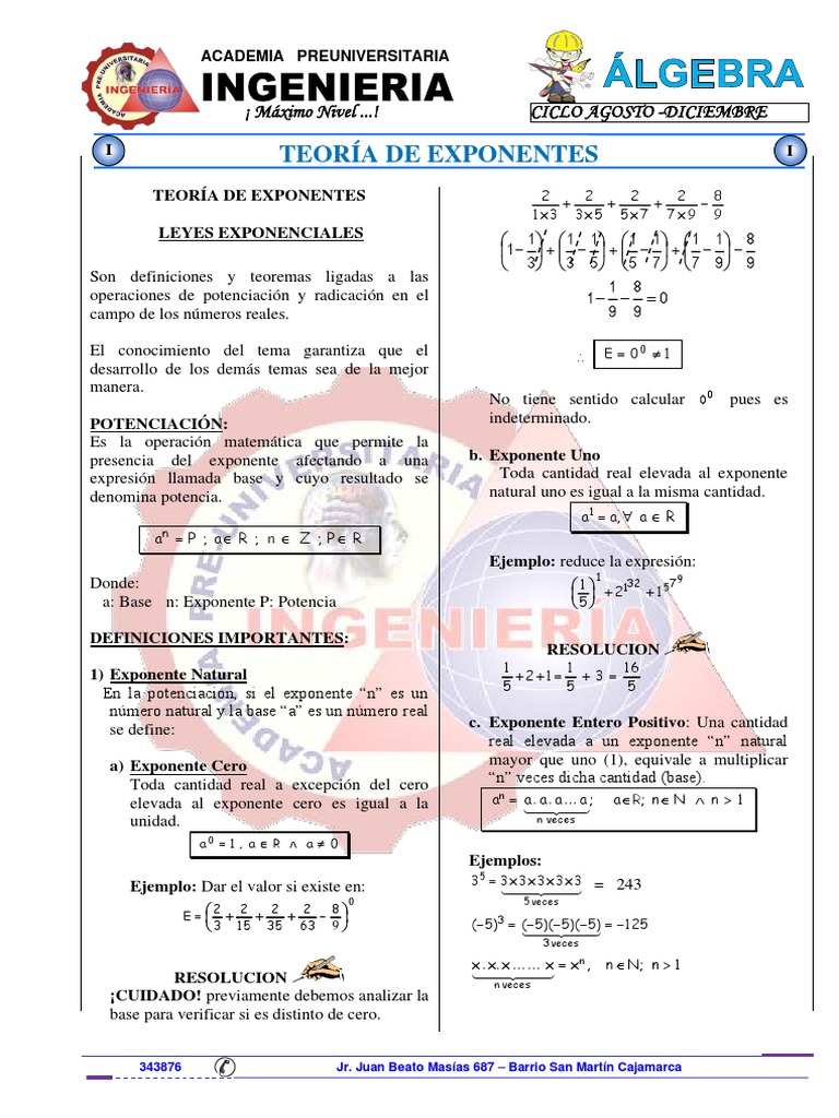 Definición de Teoría de Exponentes | PDF | Exponenciación | Multiplicación