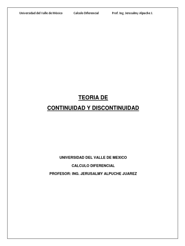 Teoria de Continuidad y Discontinuidad Calculo Dif | PDF | Función continua | Calculo diferencial