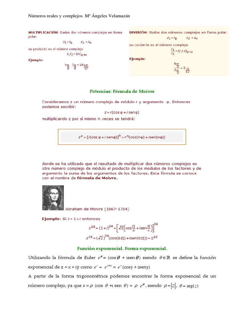 Potencias: Fórmula de Moivre: e e e e | PDF