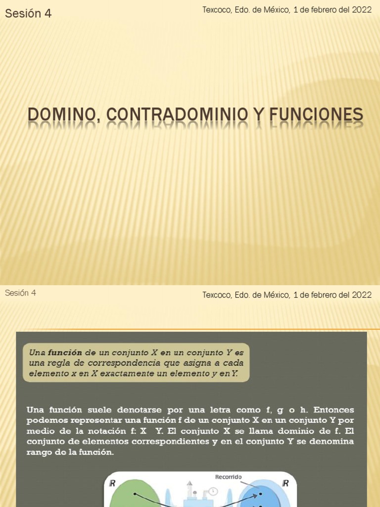 Sesion 4-5 - Dominio y Contradominio, Funciones | PDF | Función ...
