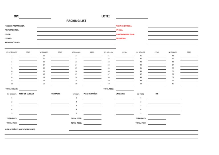 Formato de Packing List Detallado | PDF