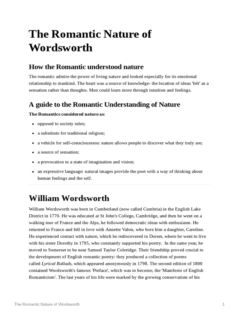 Wordsworth's Romantic Nature Philosophy | PDF | William Wordsworth ...