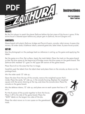 Zathura Board Game Cards