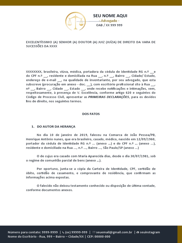 Modelo De Primeiras Declara Es Faculdade Falc O/modelo De Declaracoes