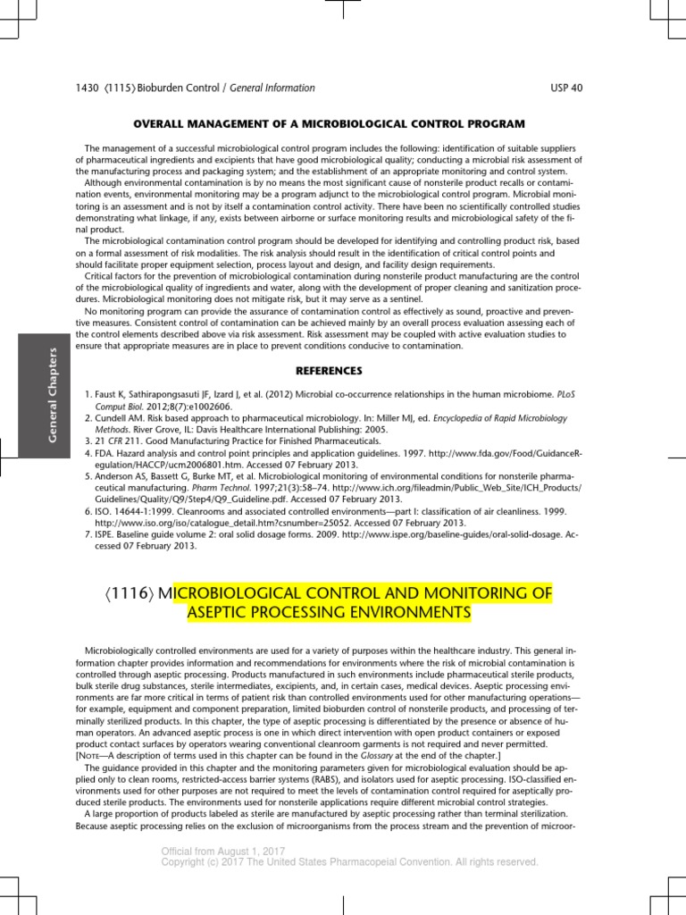 CAP 1116 USP Control de Ambientes | PDF | Growth Medium | Sterilization ...