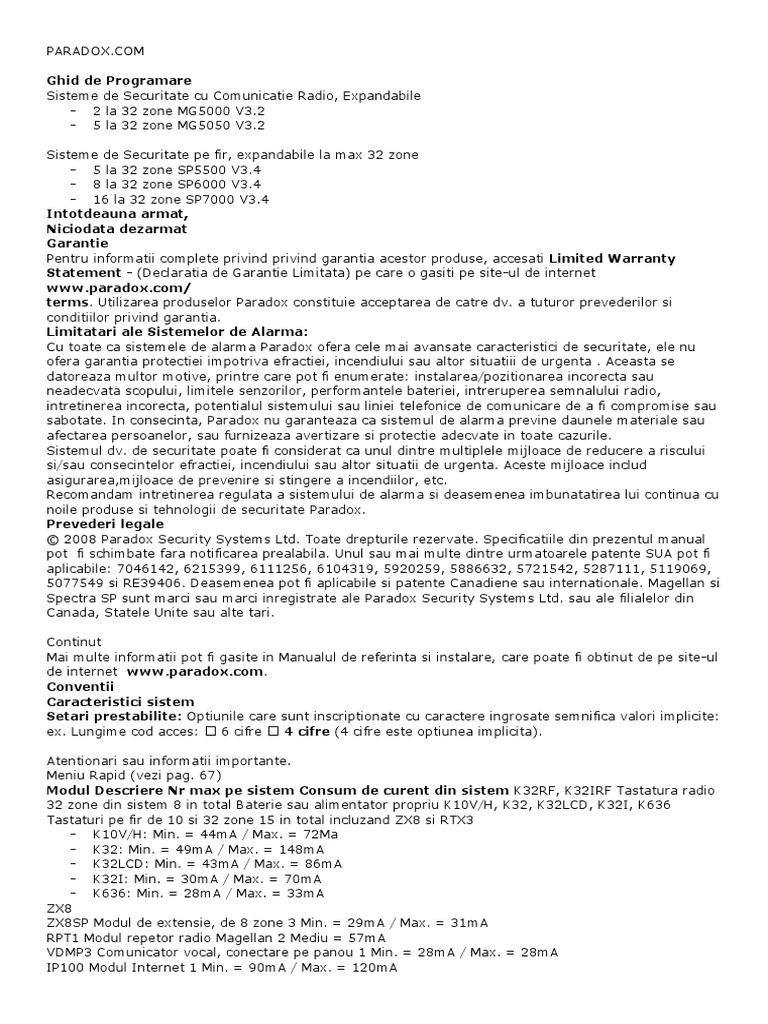 3 Ghid Programare PARADOX | PDF