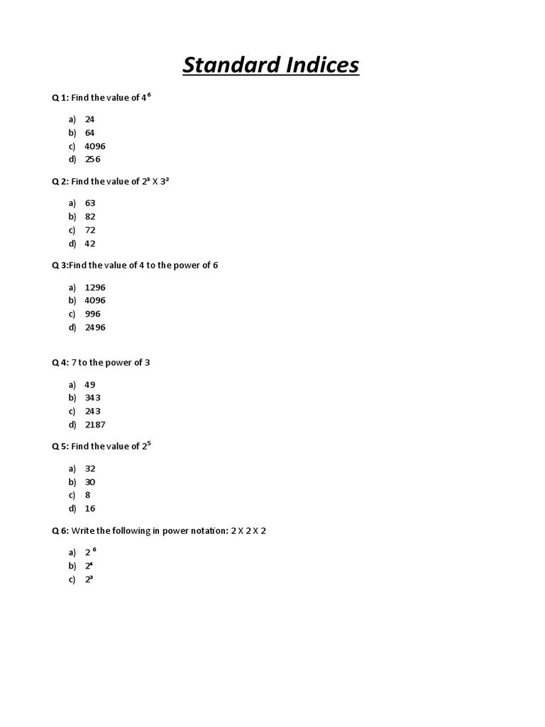 Standard Indices | PDF