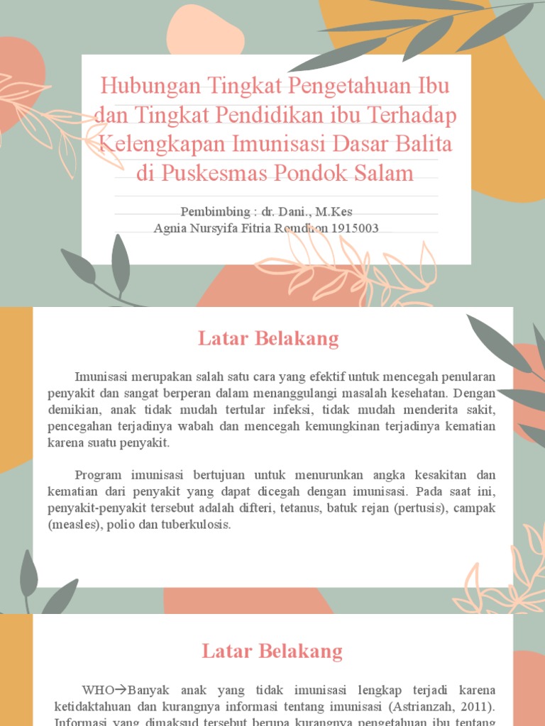 Hubungan Tingkat Pengetahuan Dan Tingkat Pendidikan Ibu Terhadap Kelengkapan Imunisasi Dasar ...