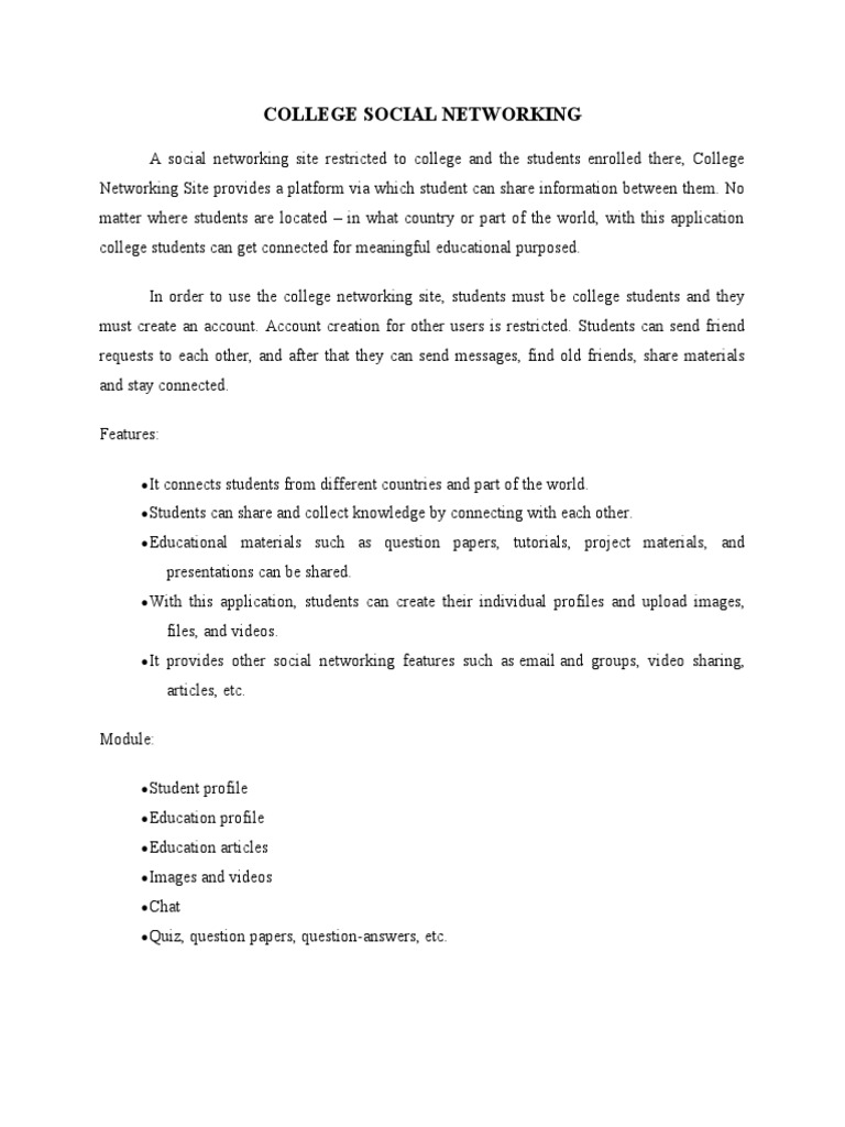 College Social Networking | PDF