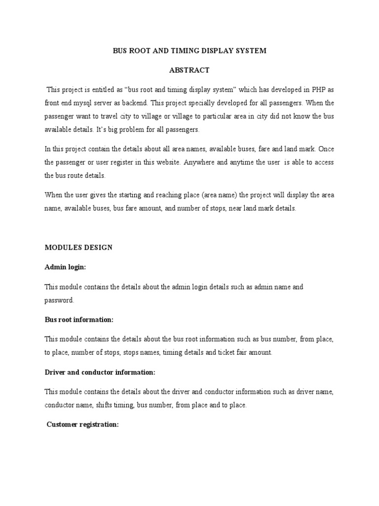 Bus Root and Timing Display System | Download Free PDF | Php | Html Element