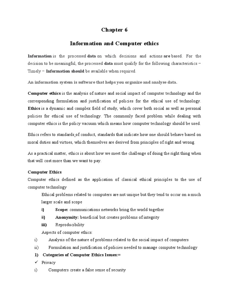 Information and Computer Ethics | PDF | Information | Security Hacker