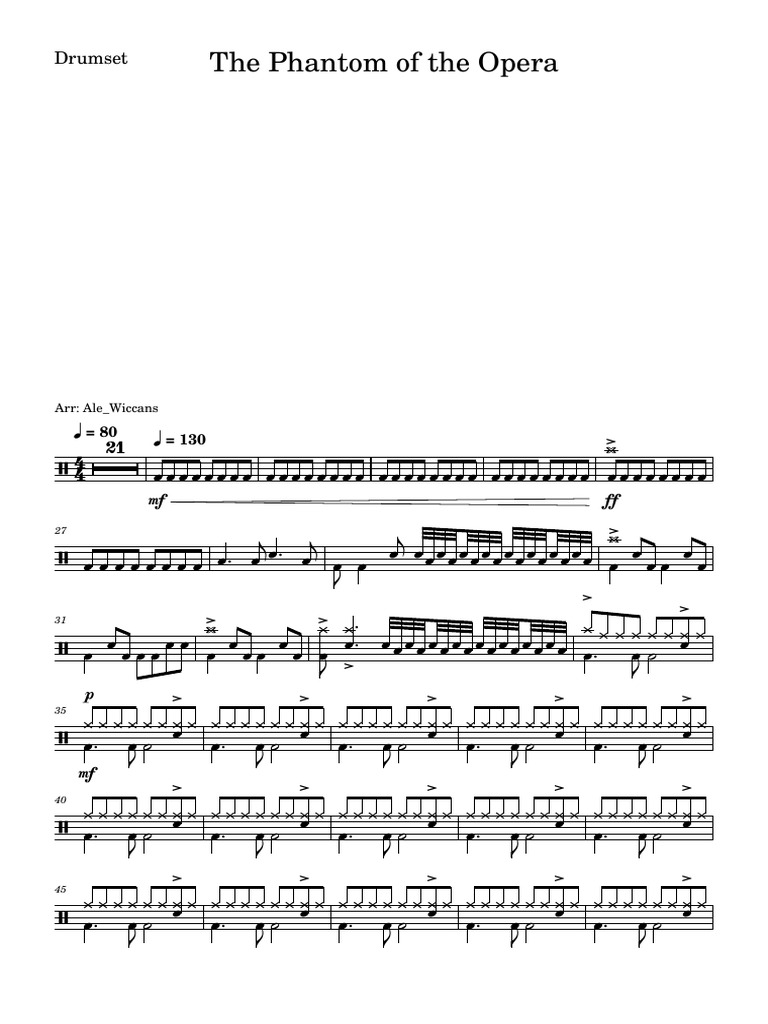 Phantom of the Opera Drum Score | PDF