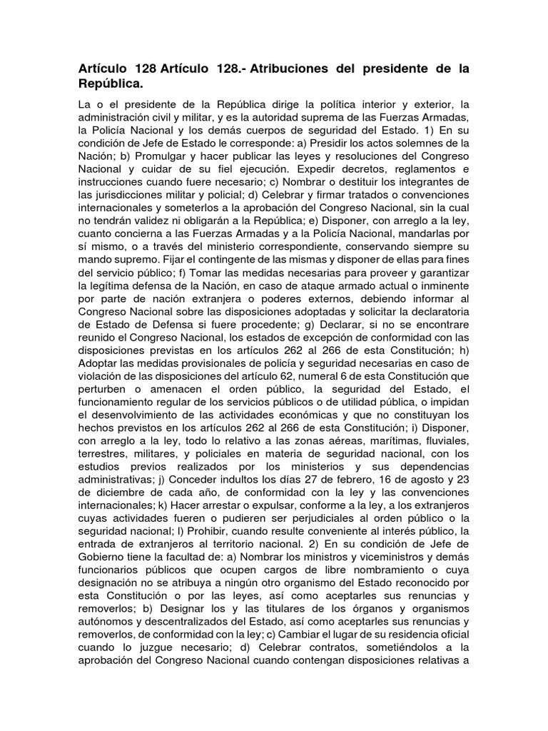 Articulo 128 de La Constitucion Dominicana | PDF | Estado (política) | Policía