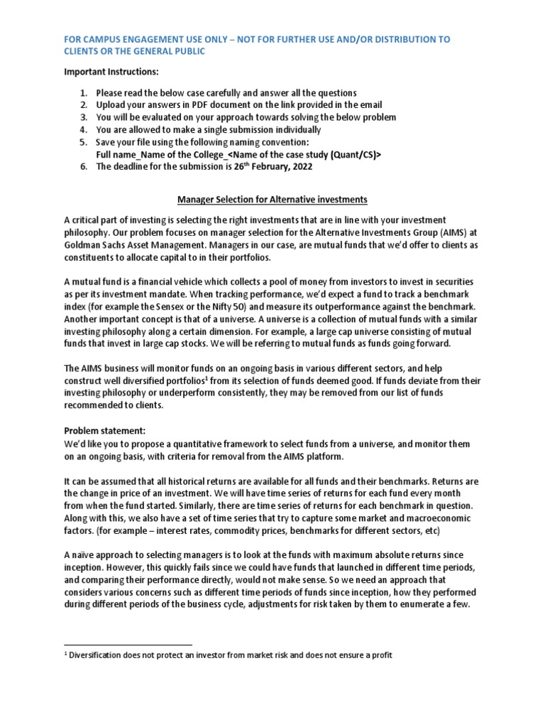 Quant Case Study | Download Free PDF | Investment Fund | Mutual Funds