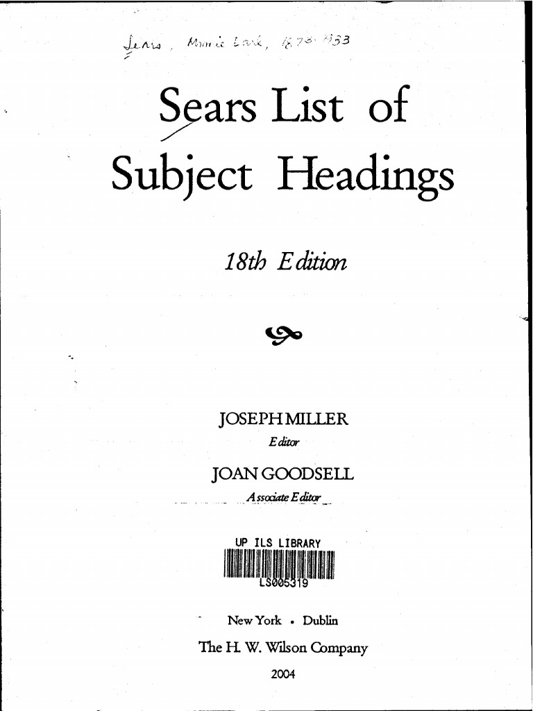 Sears List | PDF