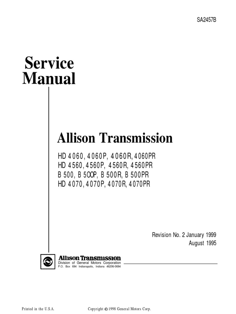 Service Manual: Allison Transmission | PDF | Transmission (Mechanics ...