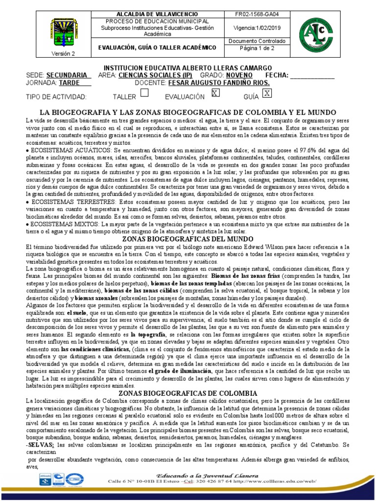 Geosistemas y Biogeografía en Colombia | PDF | Selva | Clima