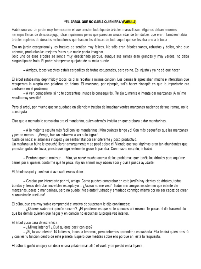 El Arbol Que No Sabia Quien Era | PDF
