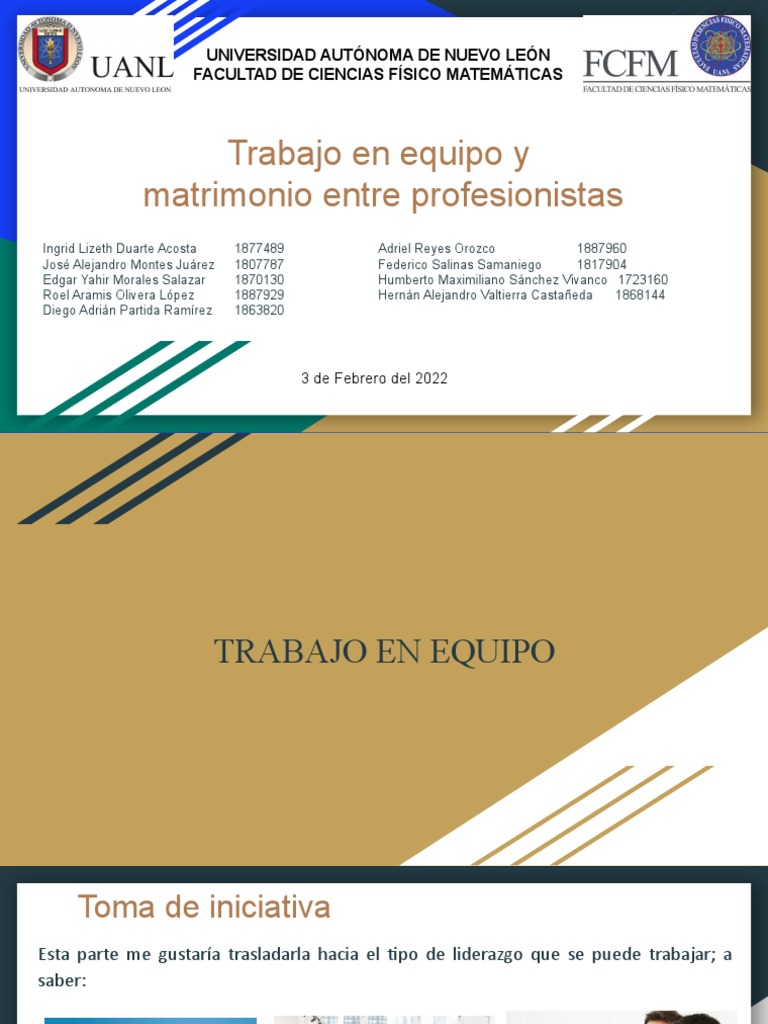 Equipo 3 - Trabajo en Equipo y Matrimonio Entre Profesionistas | PDF ...