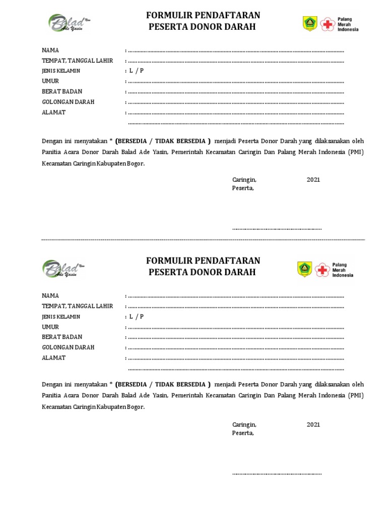 Formulir Donor Darah | PDF