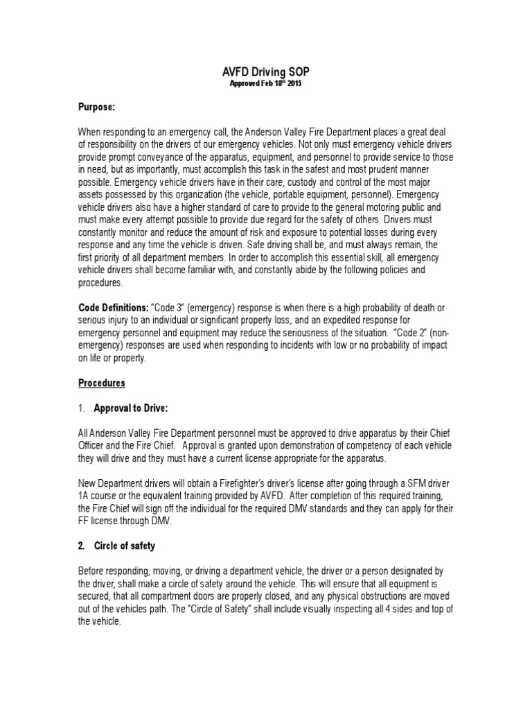 Driver Operator SOP | PDF | Traffic | Traffic Collision