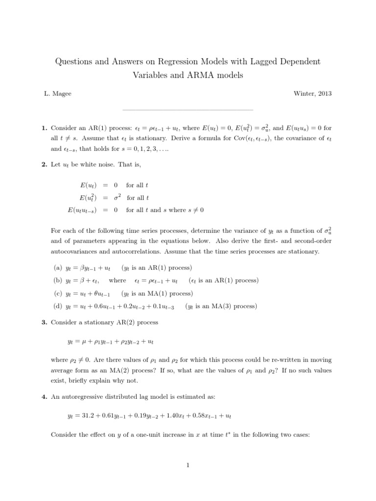 Regression & ARMA Model Insights | PDF | Autoregressive Model | Statistics