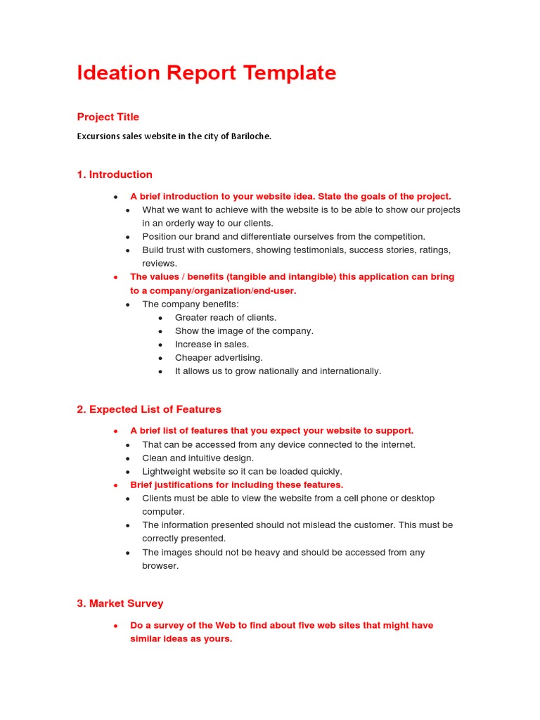 Ideation Report Template: Project Title | PDF | Websites | Internet & Web