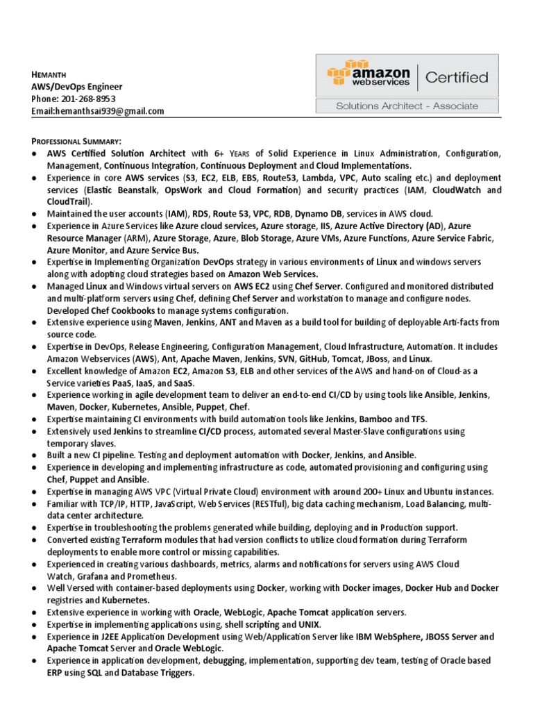 Hemanth Cloud DevOps | PDF | Cloud Computing | Amazon Web Services