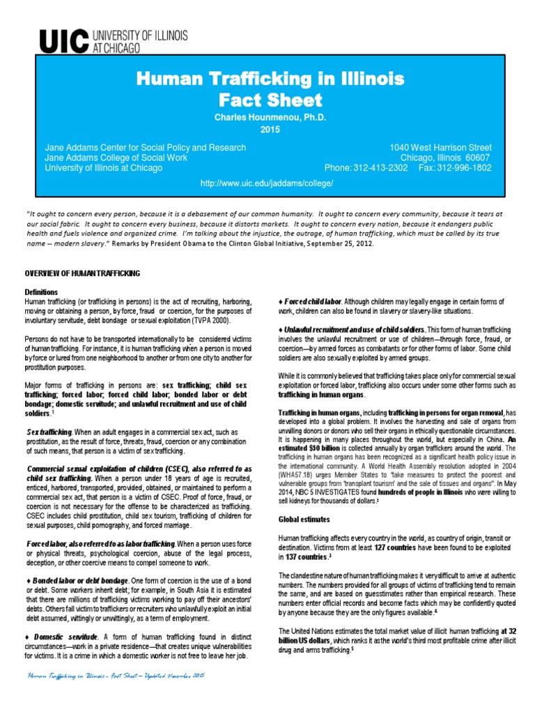 UIC Human Trafficking Factsheet | PDF | Human Trafficking | Sex Trafficking