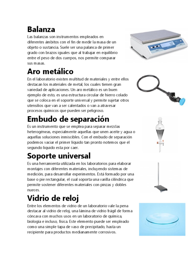 Elementos de Laboratorio Basicos y Sus Funciones | PDF | Lentes ...