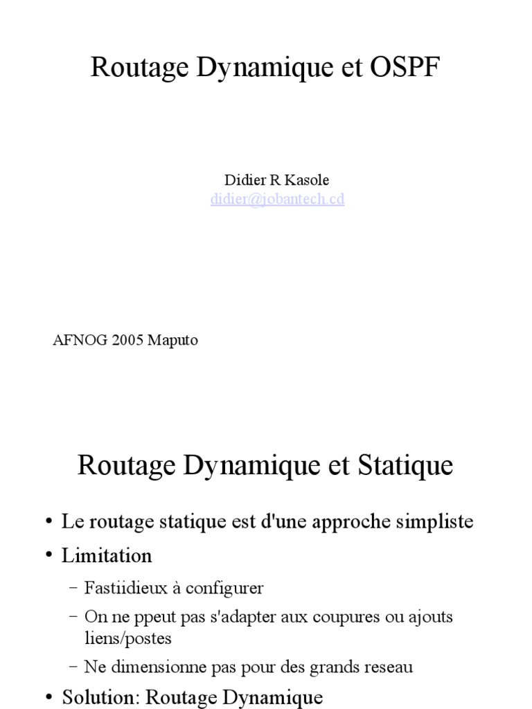 Comprendre le Routage Dynamique OSPF | PDF | Routage | Réseau informatique