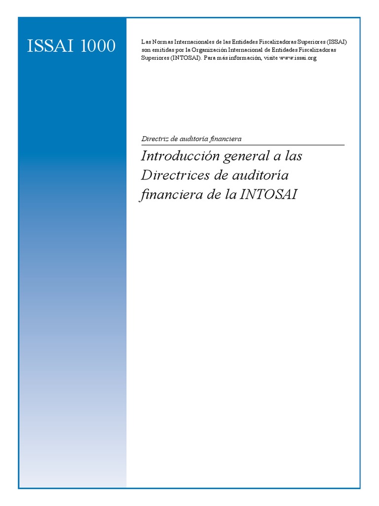 ISSAI 1000 - Introducción General A Las Directrices de Auditoria Financiera de La INTOSAI ...