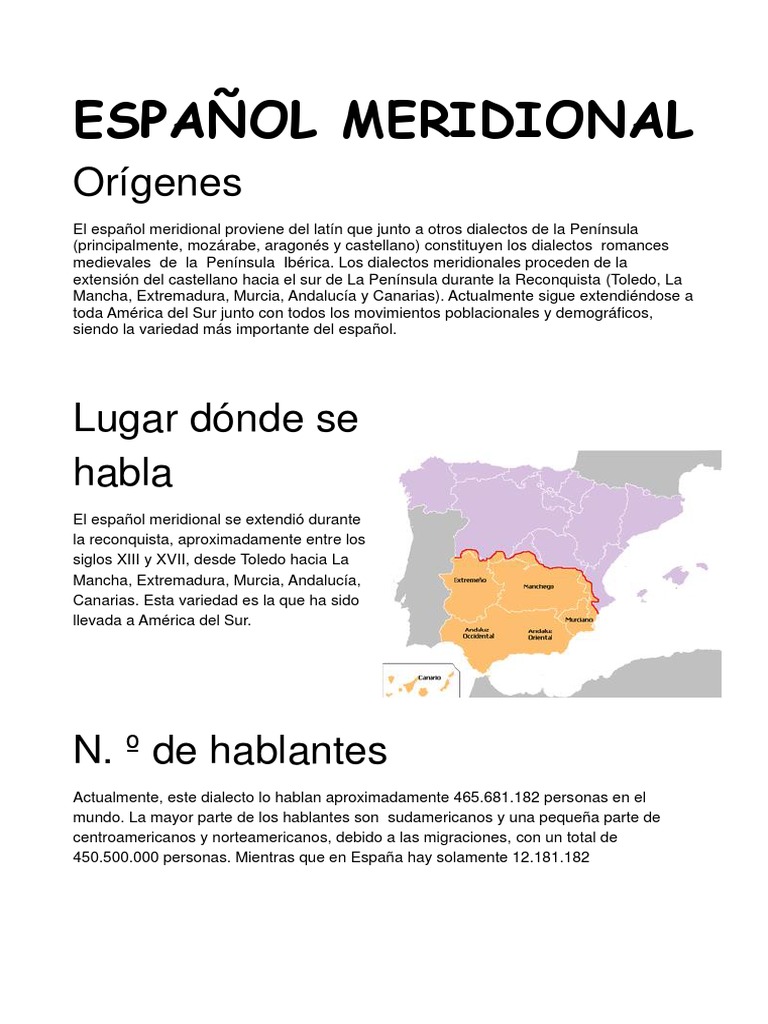 Español Meridional | PDF | Lengua española | Lenguas de Europa