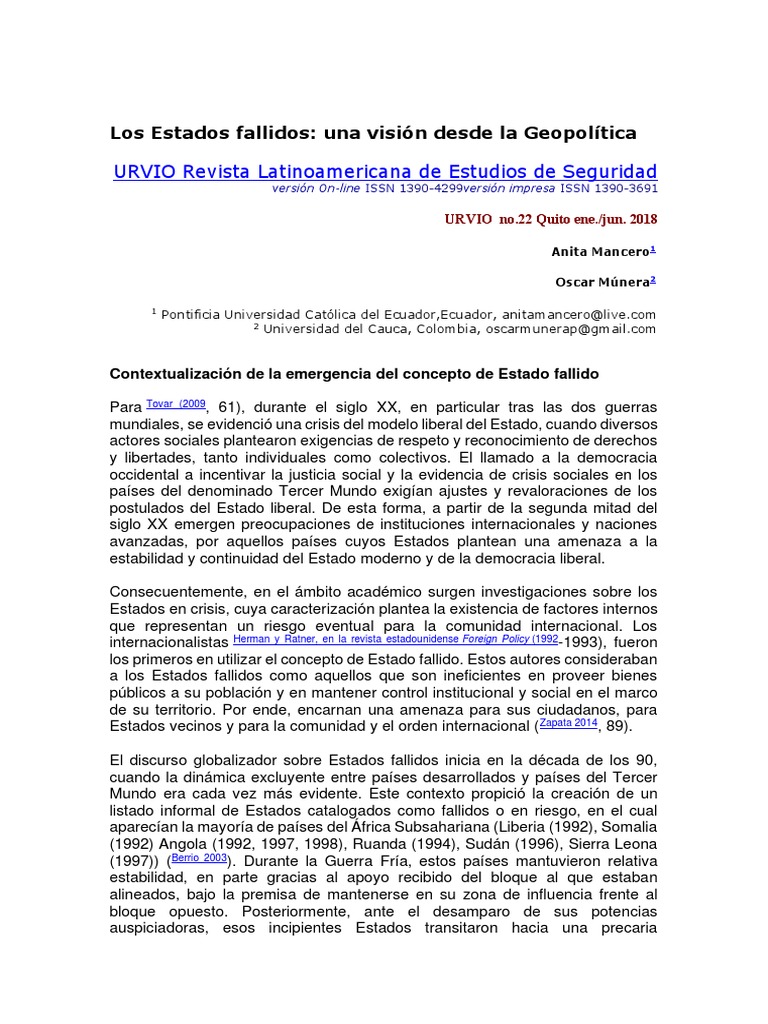 Los Estados Fallidos. Lectura | PDF | Estado (política) | Geopolítica