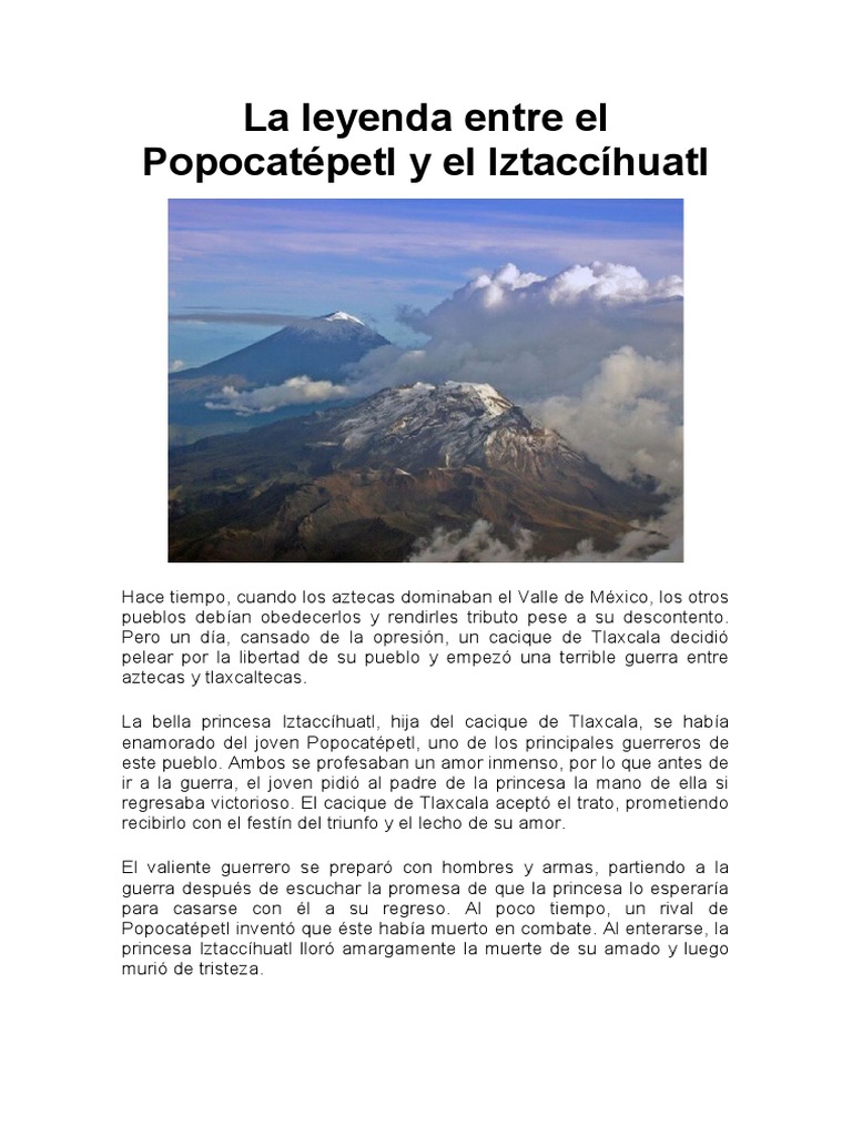 La leyenda entre el Popocatépetl y el Iztaccíhuatl | PDF