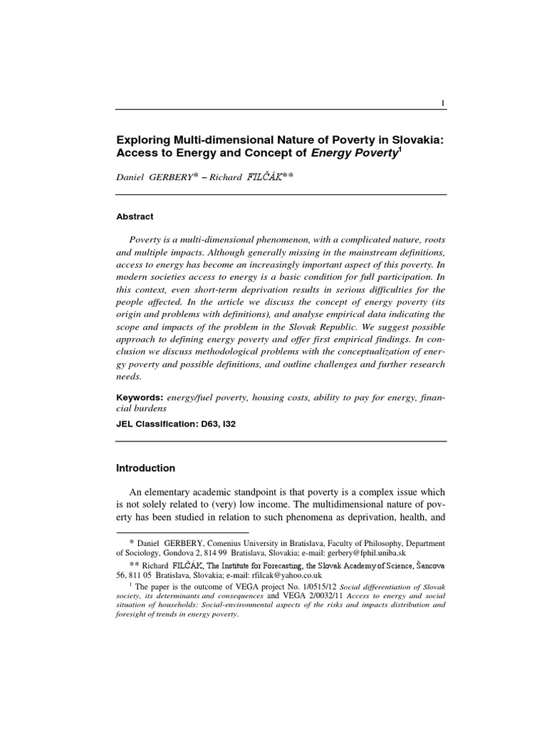 Energy Poverty in Slovakia: A Study | PDF | Poverty | Poverty ...